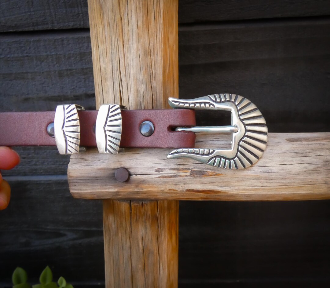 Native American Navajo 3 Piece Ranger 925 Sterling Silver Buckle Set ...