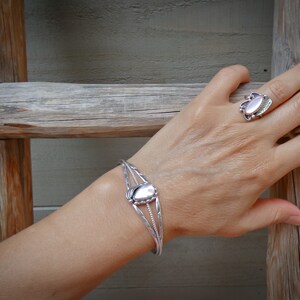 Native American Navajo Sterling Silver Leaf Mussel Shell Bracelet, Gift ...