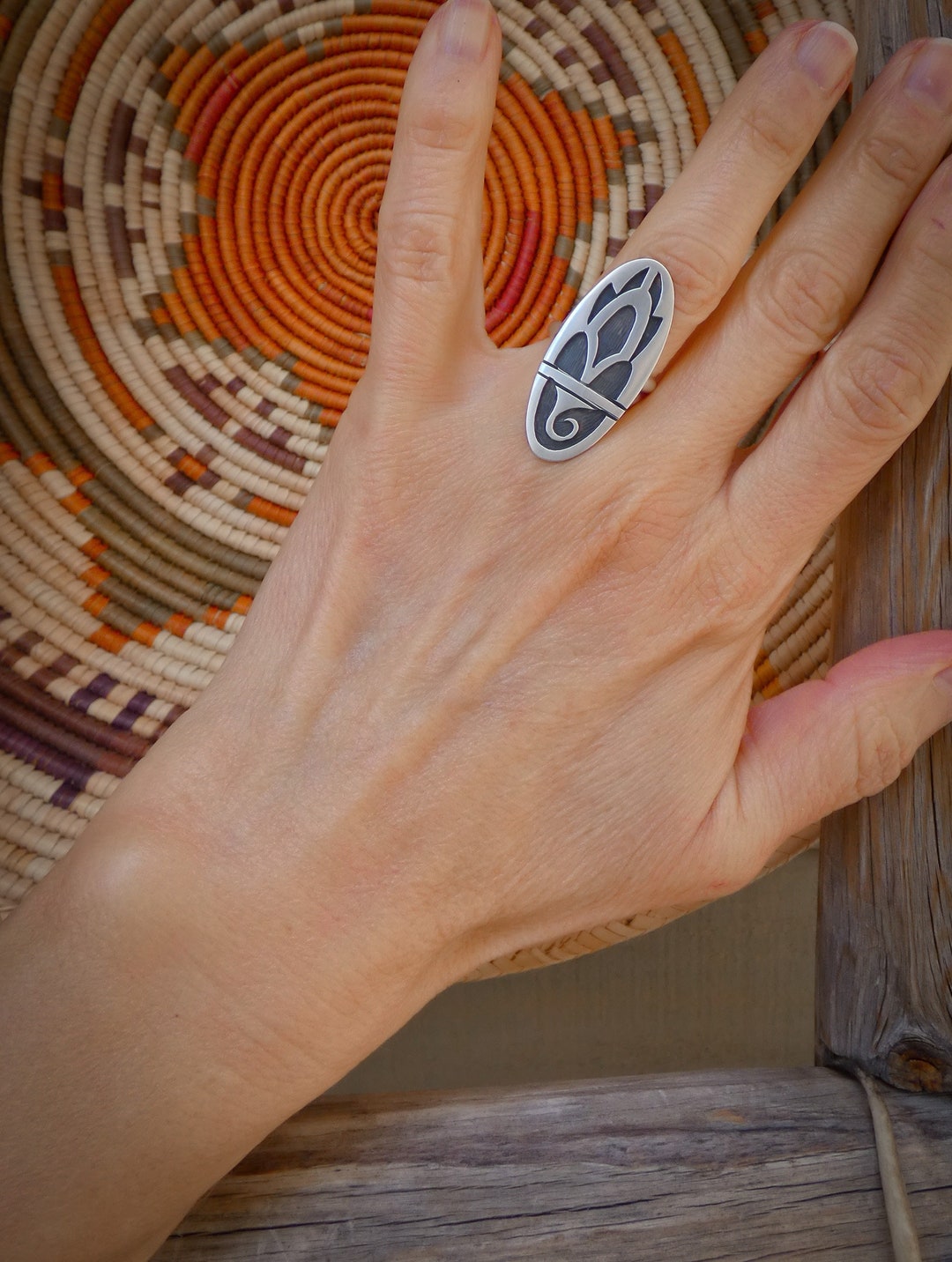Authentic Native American Vintage Hopi Sterling Silver Overlay Ring ...