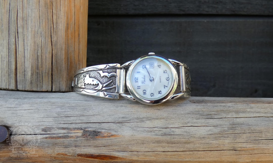 Native American Navajo Sterling Silver Folk Art Story Kachina Watch ...