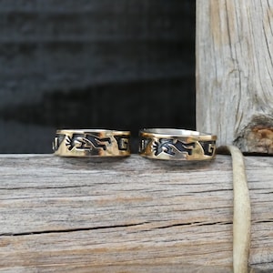 Native American Navajo 925 Sterling Silver 14K Gold Band Ring Sz 6 ...