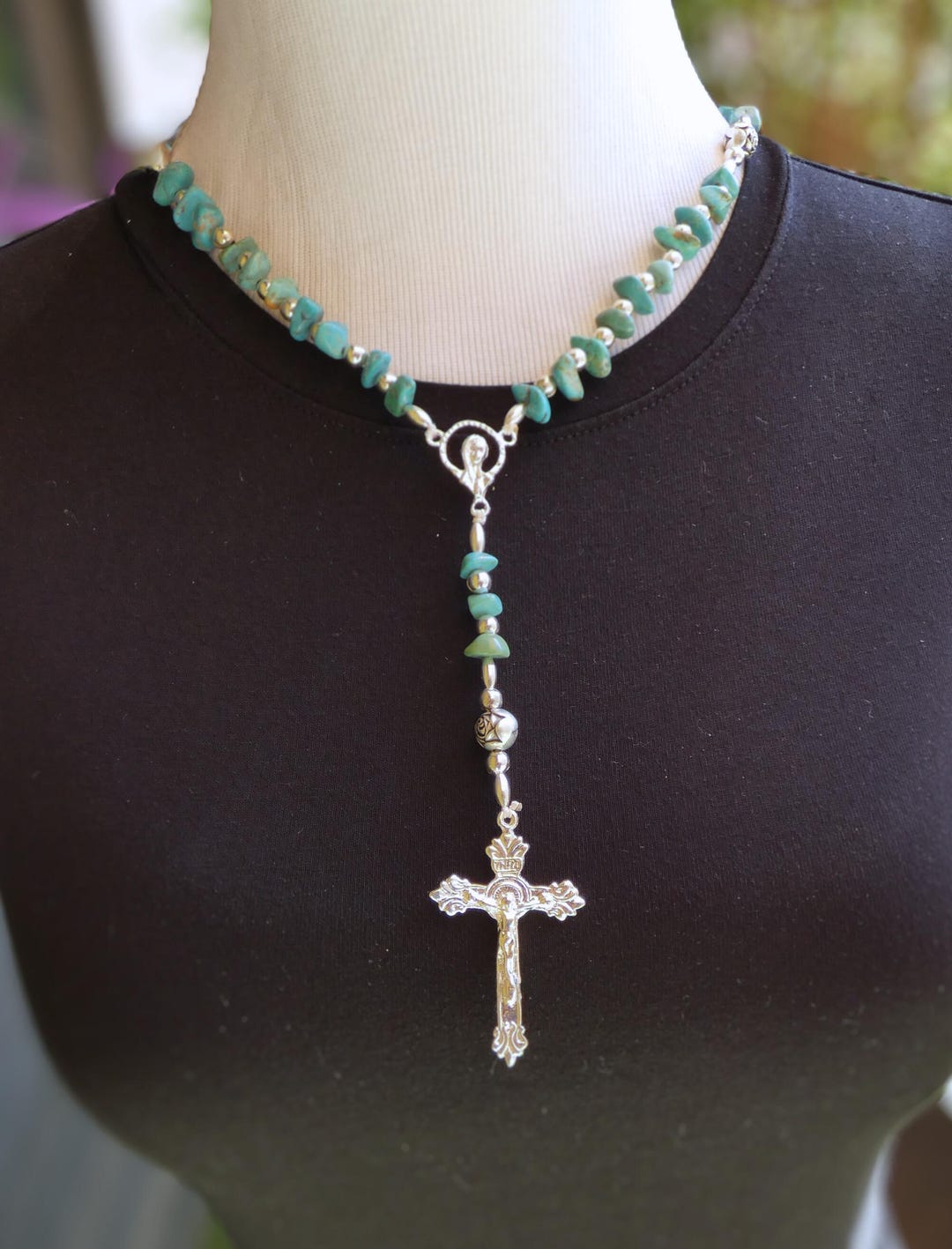 Rosary Beads, Native American Turquoise Sterling Silver Catholic Rosary ...