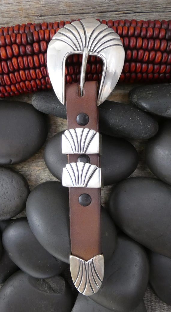Silver Ranger Buckle Native American Navajo 4 Piece S… - Gem