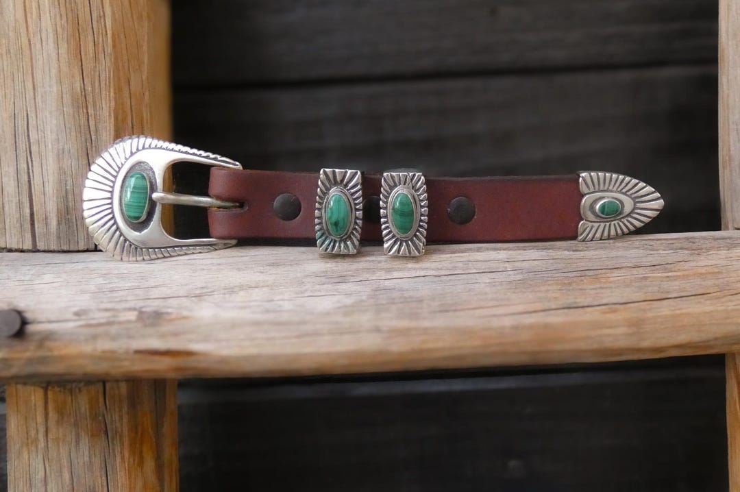 Native American Navajo 925 Sterling Silver Malachite 4 Piece Ranger ...