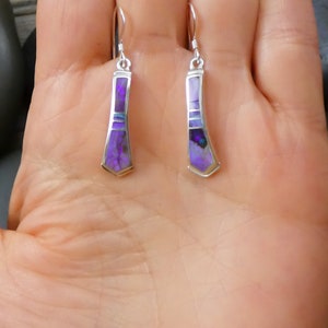 Navajo Silver Purple Spider Web Opal Inlay Dangle Earrings, Gifted ...