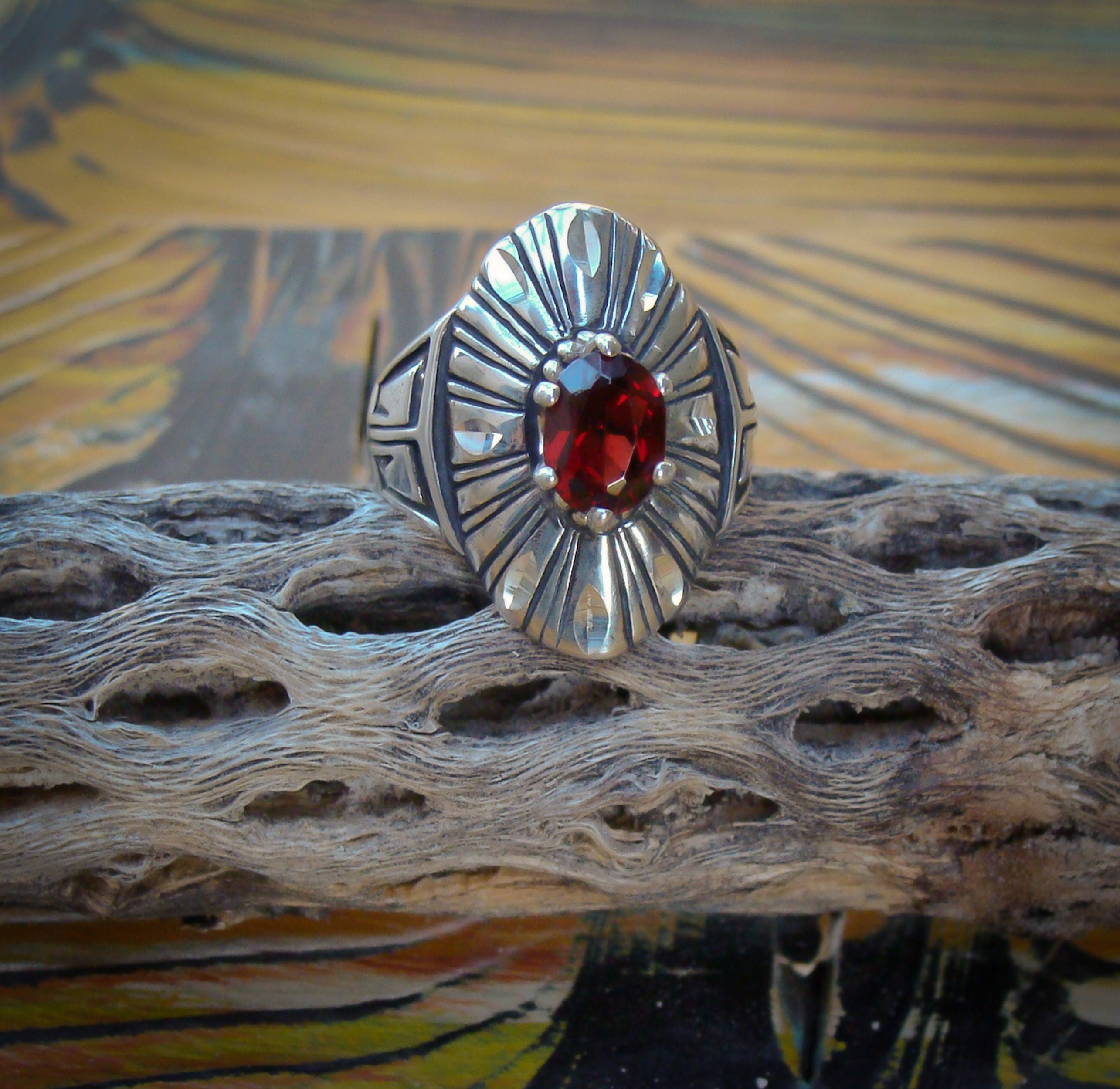 Vintage Handmade Sterling Silver Garnet Ring Size 6 January - Etsy