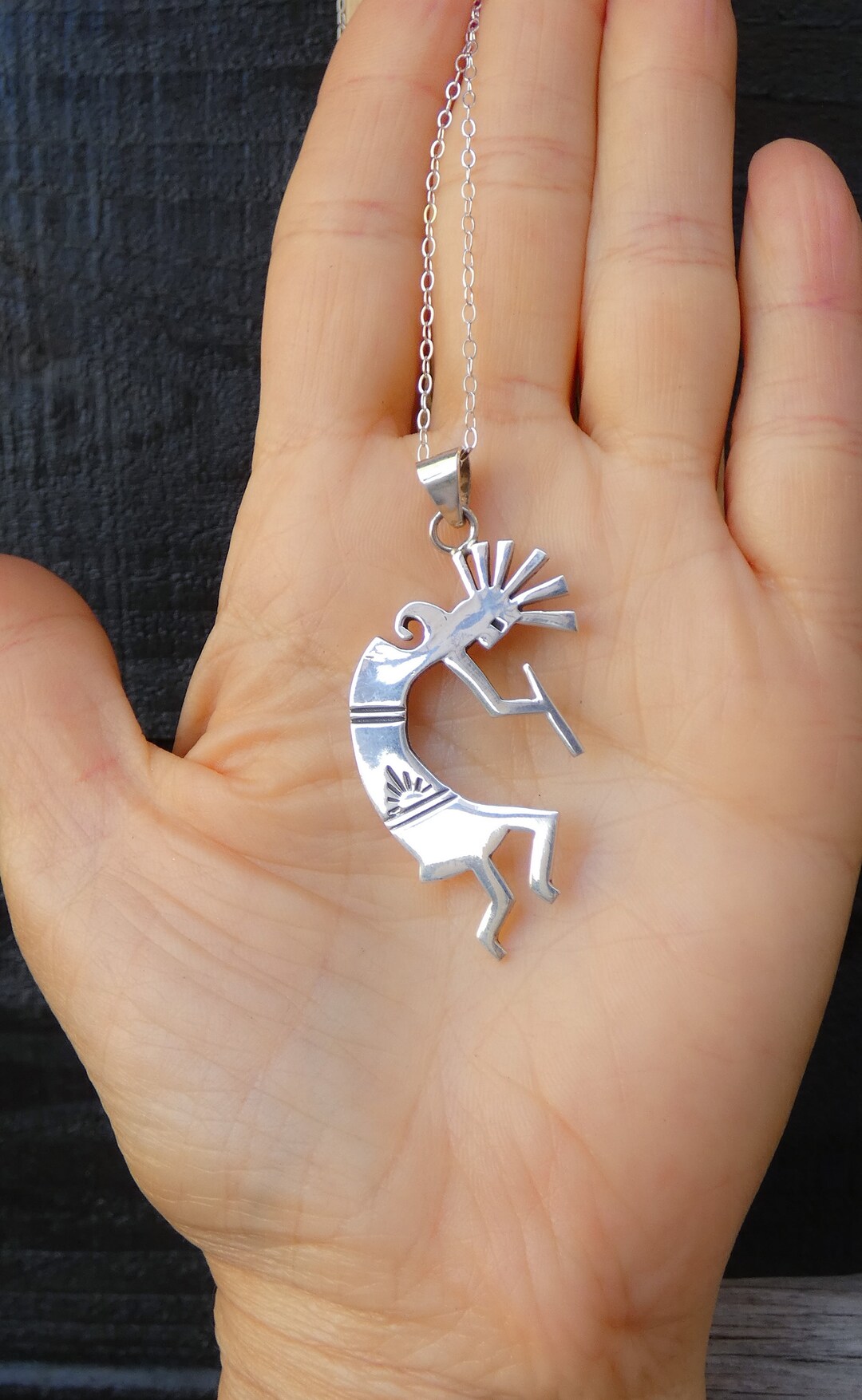 Native American Navajo Sterling Silver Kokopelli Pendant and Chain, Gift for Her - Etsy