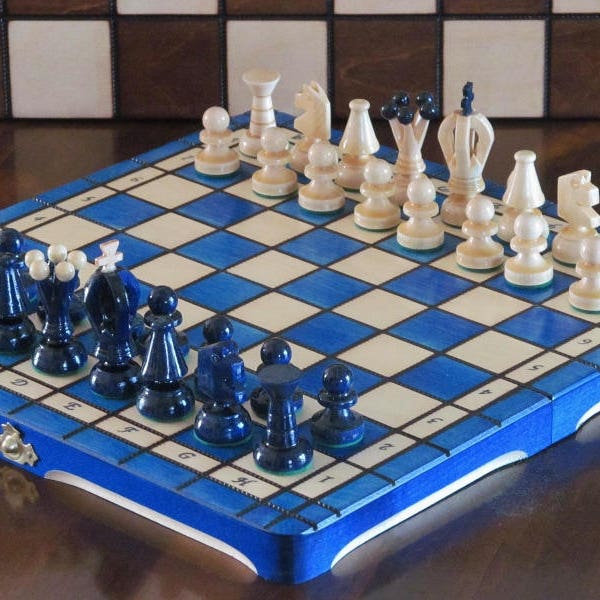 Blue Chess Set - Etsy