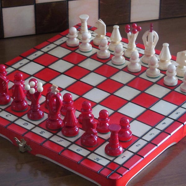 Red Chess Board - Etsy