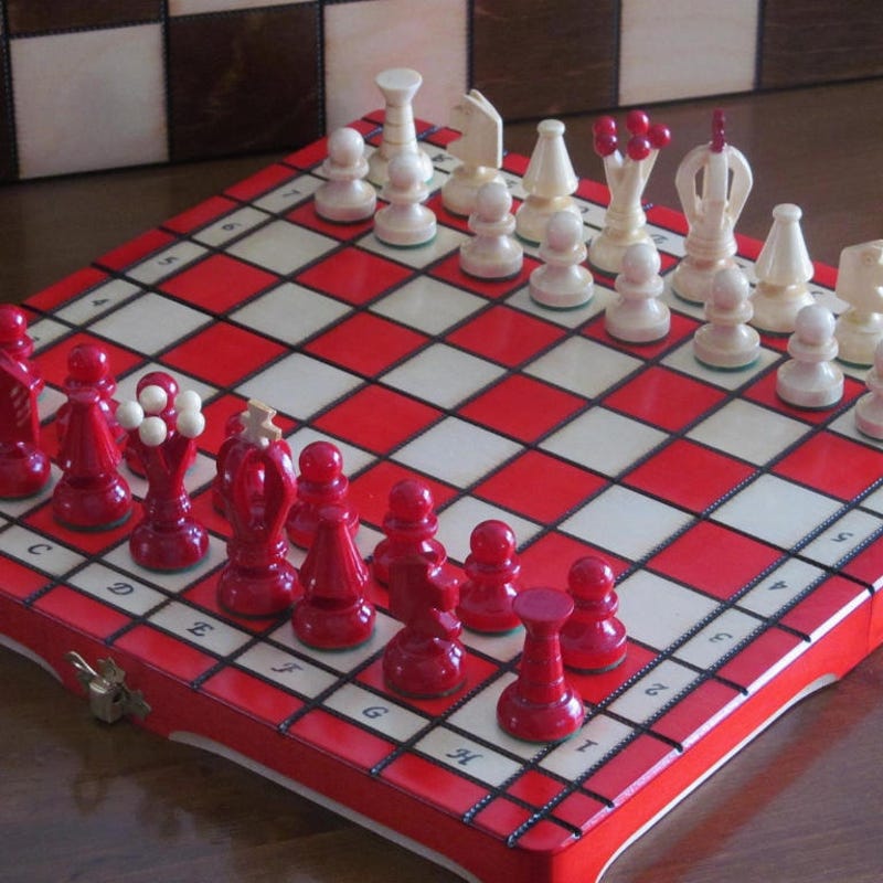 Red Chess Board - Etsy