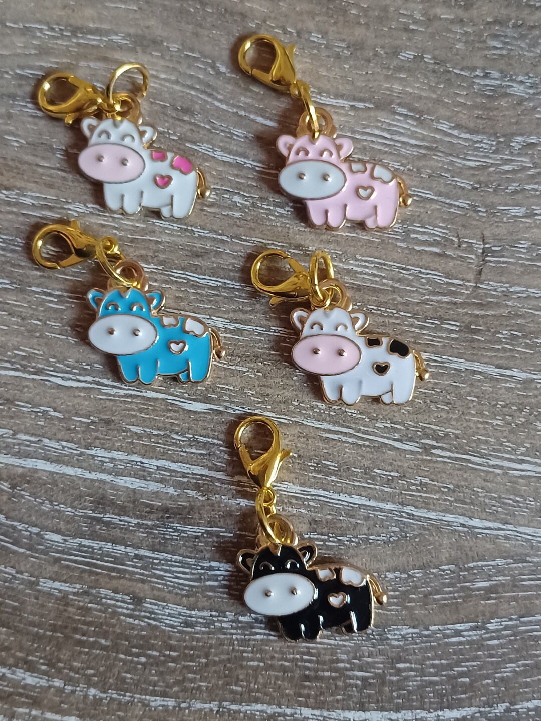 Cow Stitch Markers, Set of 5. Whimsical Crochet Accessories. Zipper ...