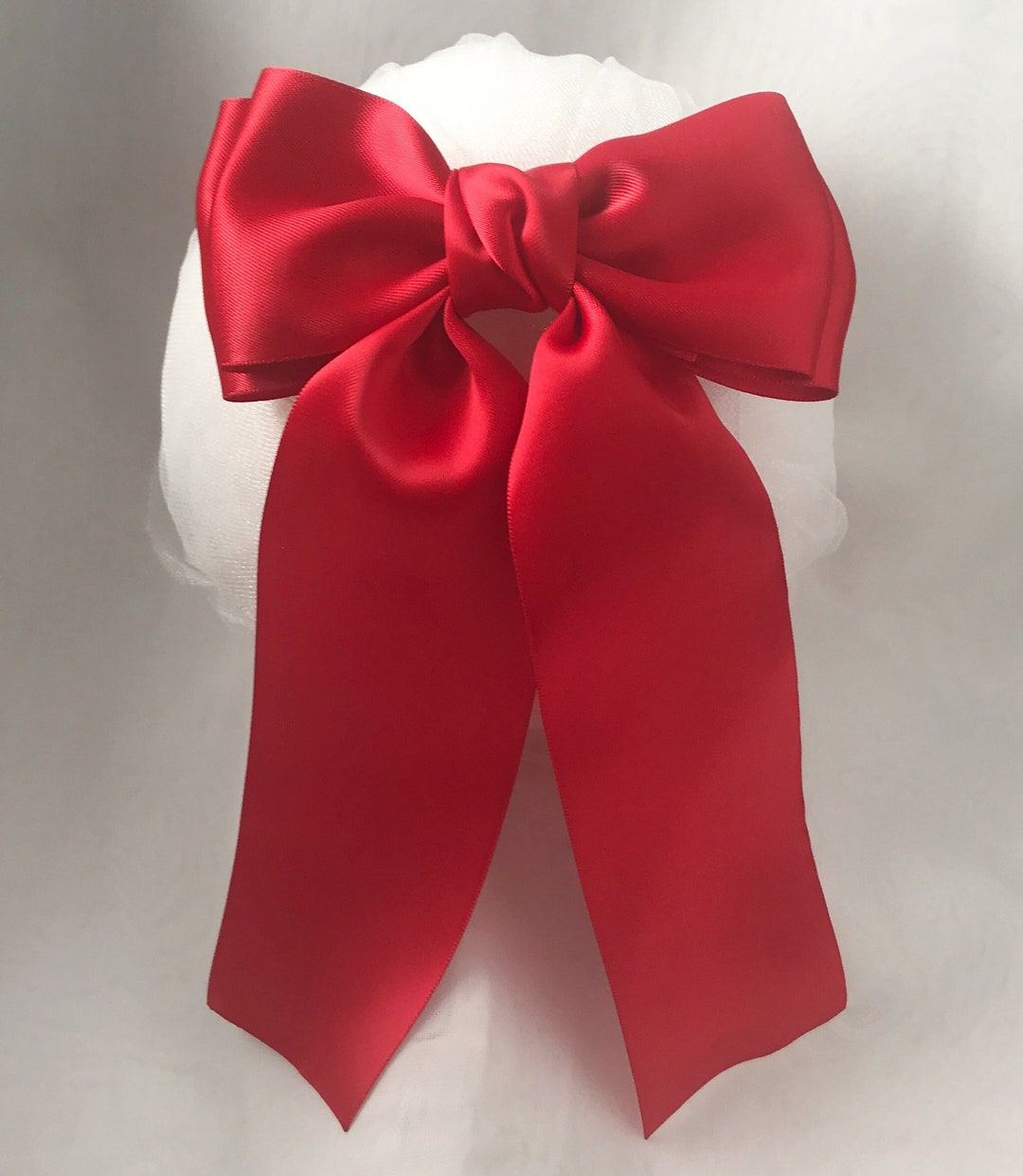 Long Tail Bow, Red Bow, Red Satin Bow, Boutique Bow, Hairbow, Coquette ...
