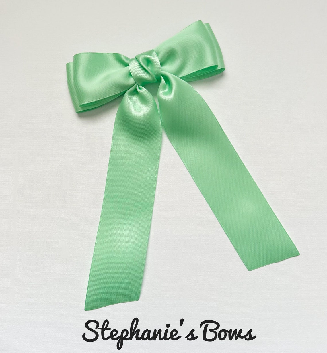 Long Tail Bow, Mint Bow, Satin Bow, Boutique Bow, Long Satin Hairbow ...