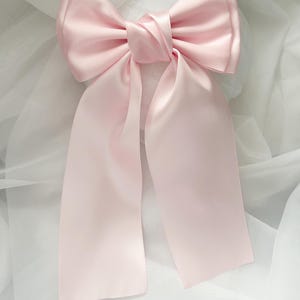 Long Tail Bow, Light Pink Bow, Satin Bow, Boutique Bow, Pale Pink ...