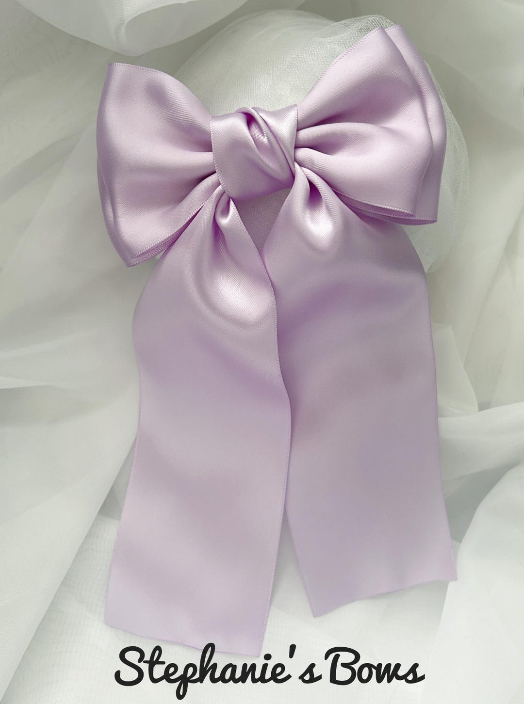 Long Tail Bow, Light Purple Bow, Satin Bow, Boutique Bow, Hairbow ...