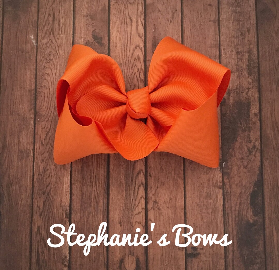 Orange Bow, Boutique Bow, Big Orange Bow, Orange Grosgrain Bow, Orange ...