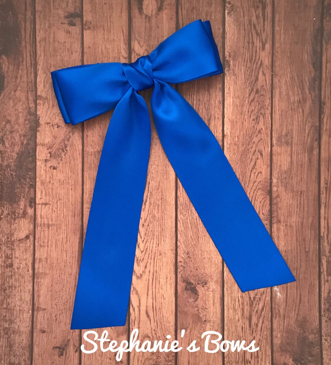 Long Tail Bow, Blue Bow, Satin Bow, Boutique Bow, Hairbow - Etsy