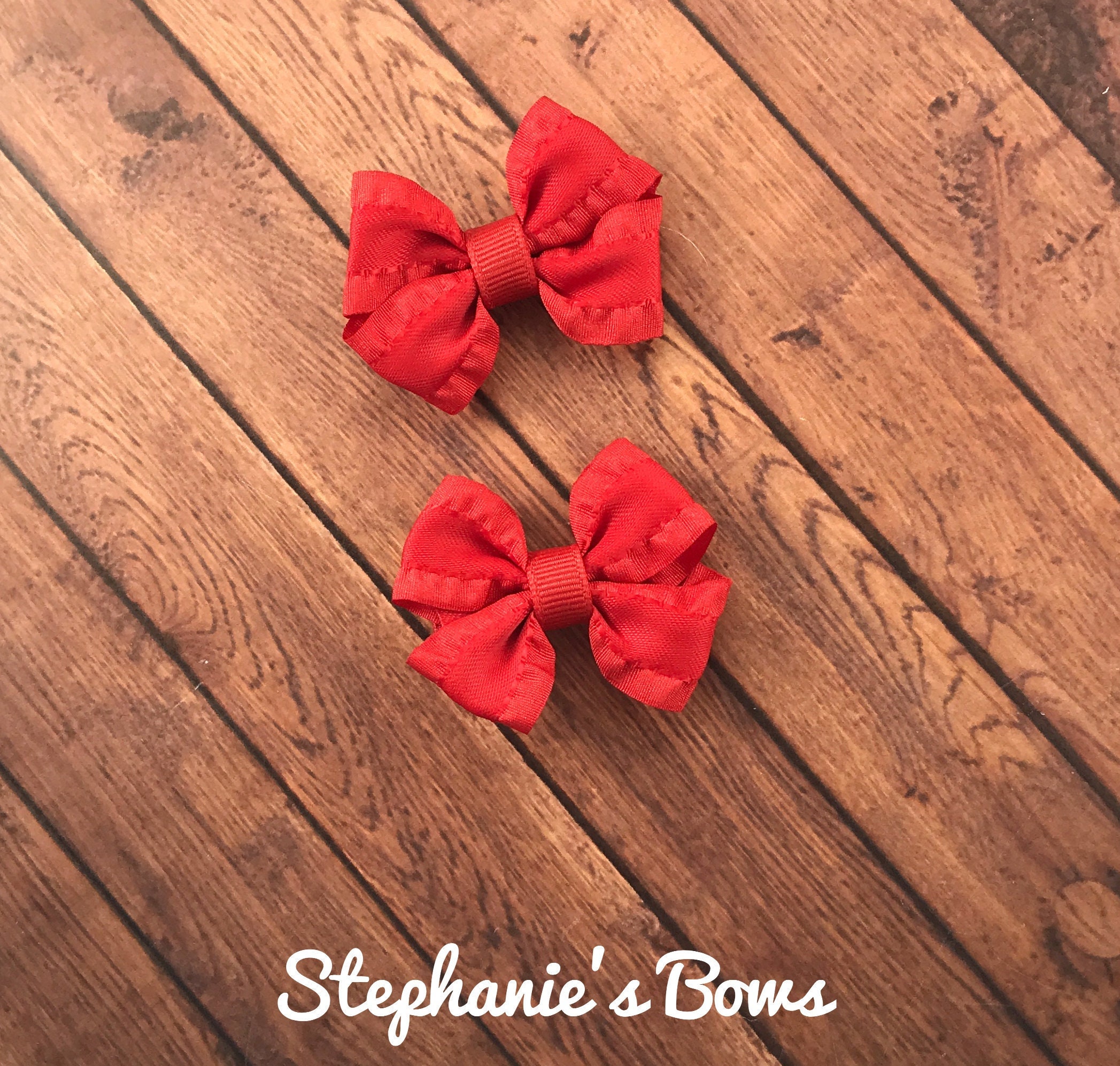 Red Pigtail Bows, Red Piggie Set - Etsy