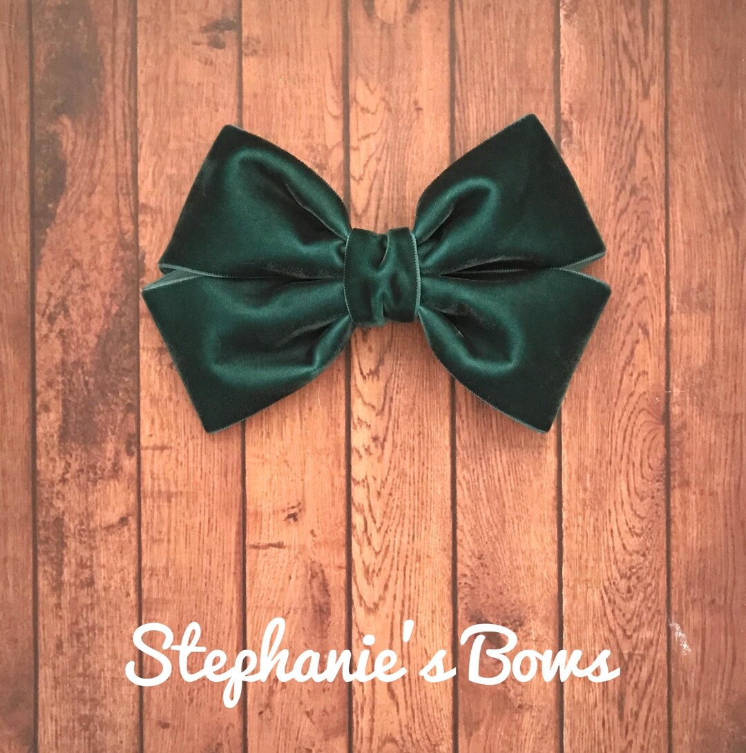 Dark Green Velvet Bow, Big Velvet Bow, Green Velvet Bow - Etsy