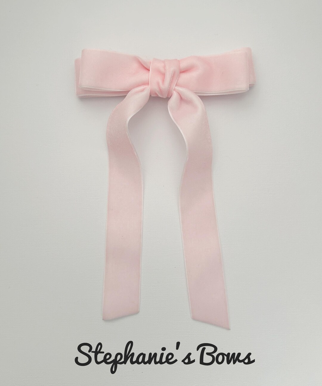Light Pink Velvet Bow, Velvet Long Tail Bow, Coquette Bow, Valentines ...