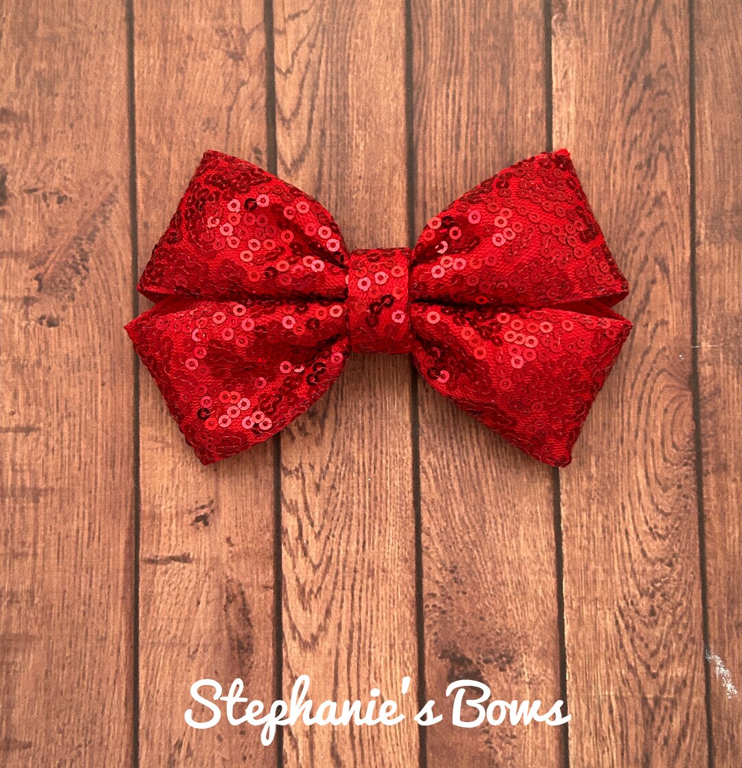 Red Sequin Bow, Red Sparkly Bow, Red Fancy Bow - Etsy
