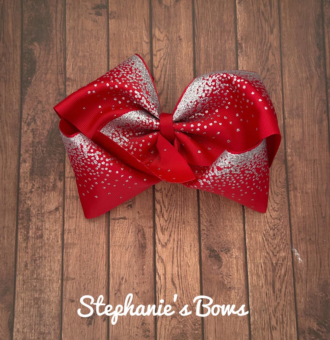 Red and Silver Bow, Big Red Bow, Big Red Sparkly Bow, Red Bow With ...