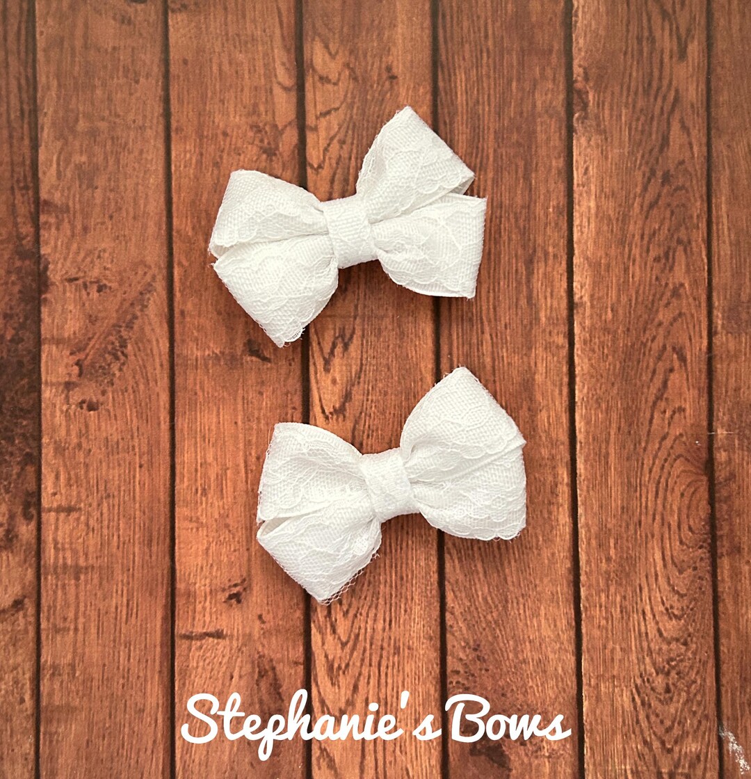White Lace Bow, White Pigtail Bows, White Lace Bows, White Lace ...