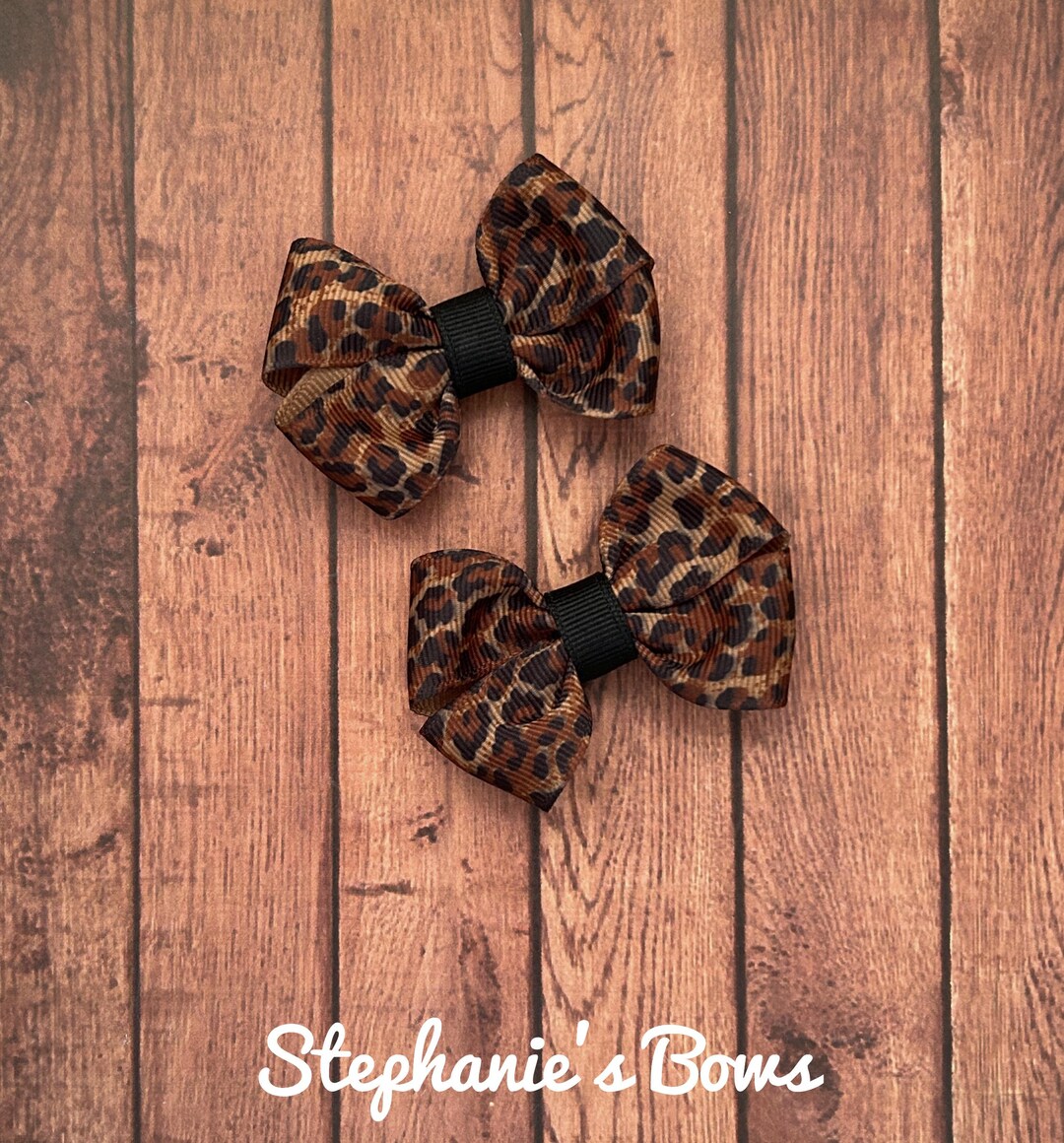 Leopard Print Pigtail Bows, Animal Spots Bow, Pigtail Bows, Jaguar ...
