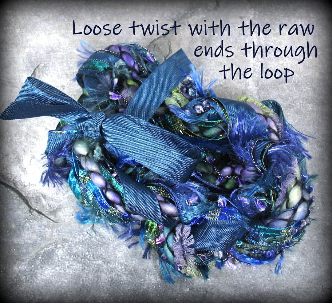 Stained Glass Elements 9x2 18yd . Art Yarn Fiber Bundle . Teal Cobalt ...