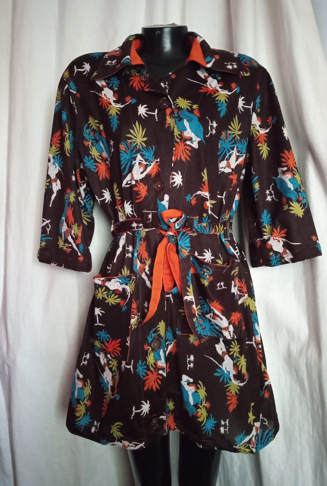 Brown Tarzan Print Size Large Dress - Etsy