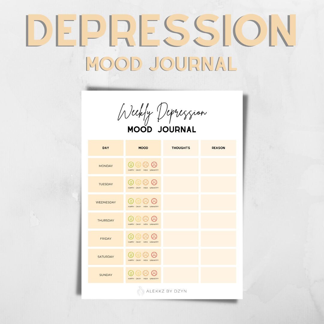 Printable Weekly Depression Mood Journal PDF Digital - Etsy
