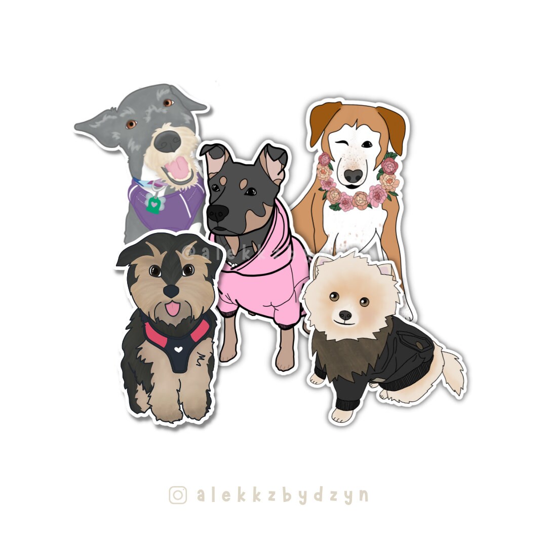 Custom Dog Sticker | Digital Hand Drawn Design | Personalized Dog ...