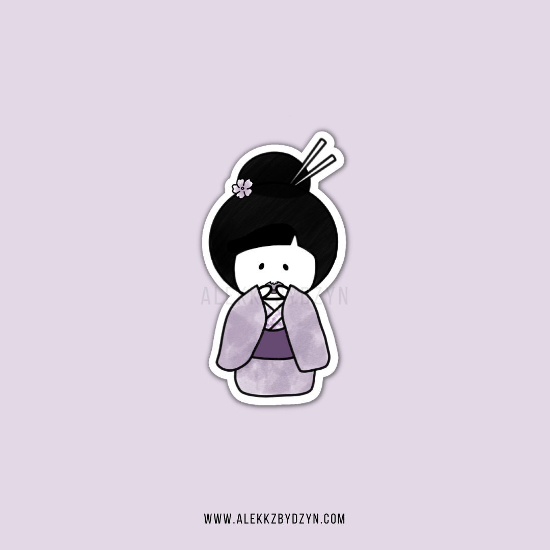 Chibi Geisha Dolls Sticker Cute Kawaii Geisha Sticker Japanese Geisha ...
