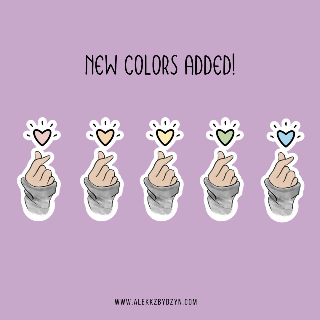 Korean Heart Fingers Sticker Finger Heart Sticker Cute K - Etsy