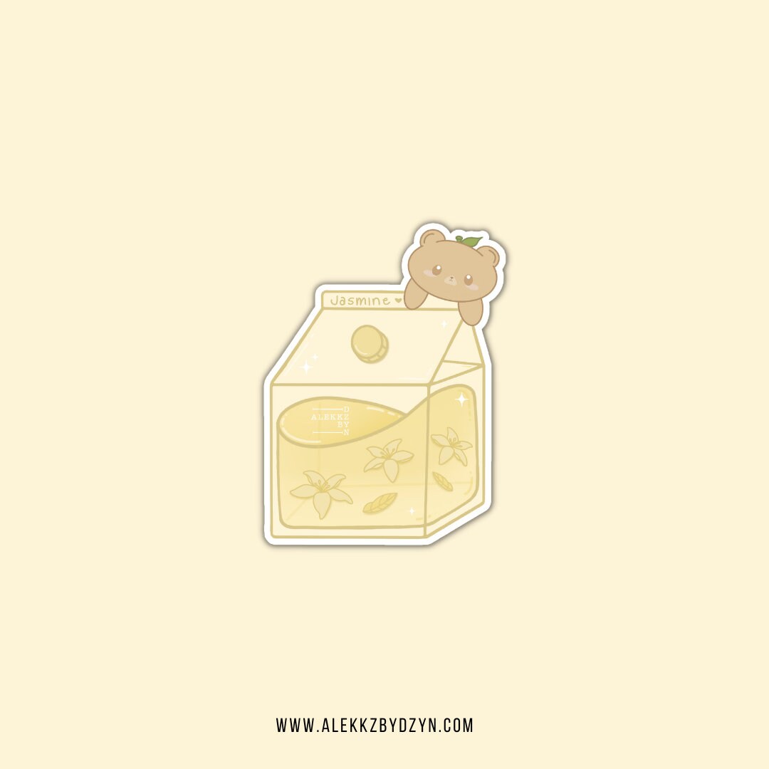 Kawaii Floral Jasmine Tea Sticker | Jasmine Tea Aesthetic Sticker ...