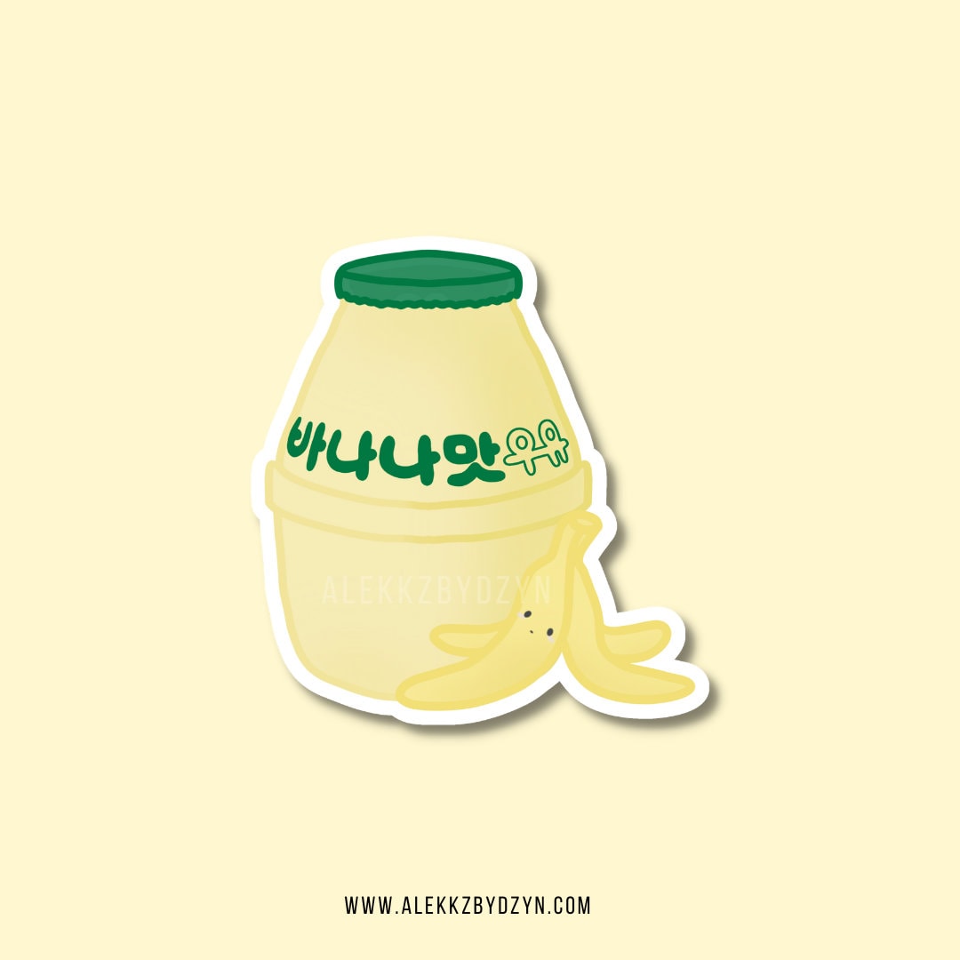 Korean Banana Milk Sticker | Banana Milk Sticker | Cute Banana Milk ...