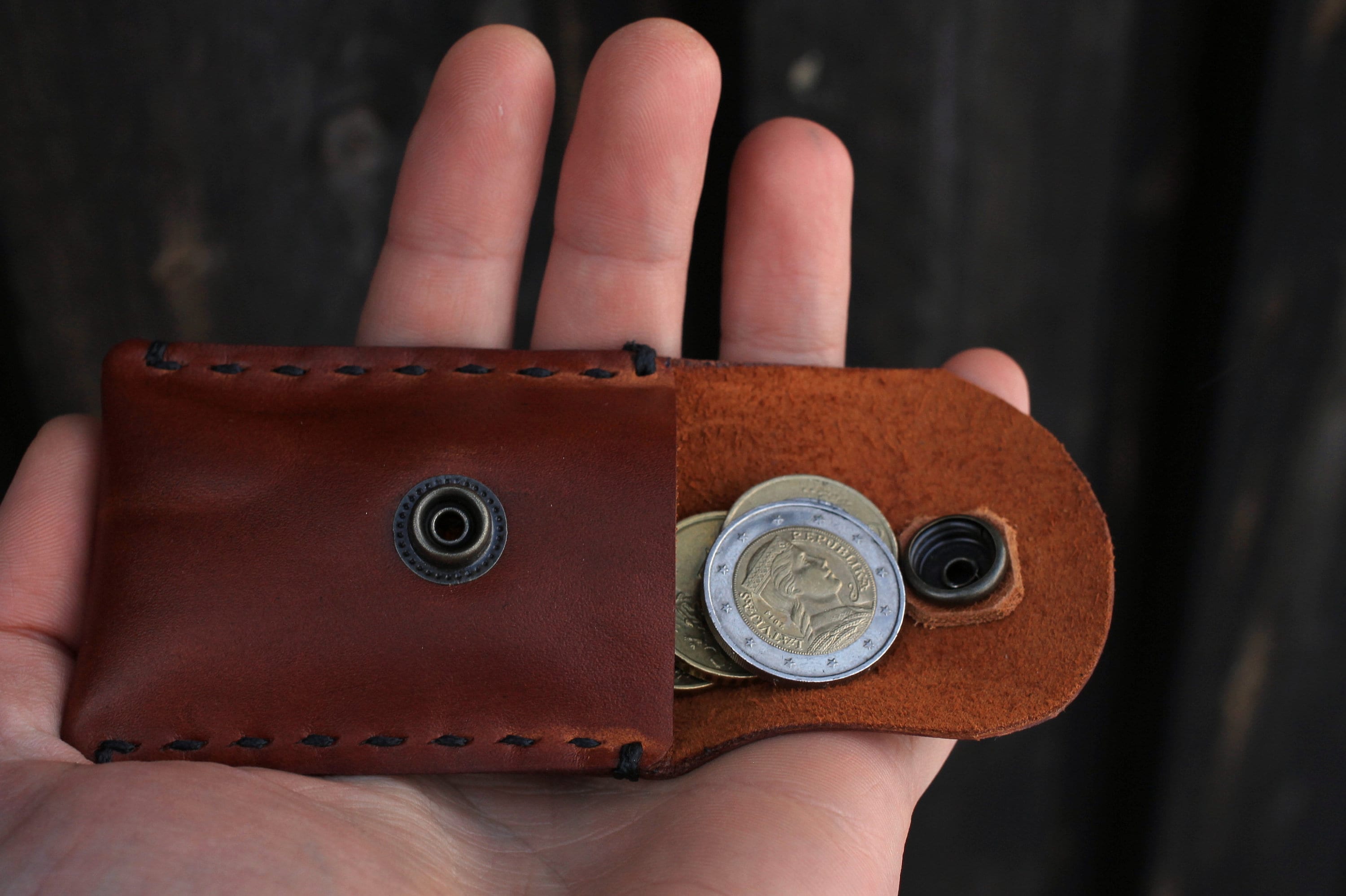 Leather Coin Pouch Leather Keychain Coin Holder Coin Organiser Leather ...
