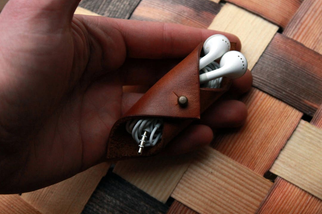 Leather Earphone Organizer Cable Organizer Leather Ear Bud Organizer ...