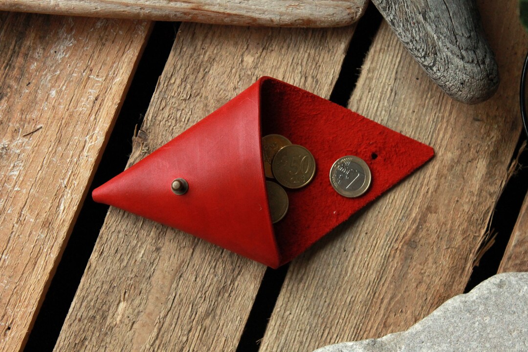 Coin Purse, Leather Coin Pouch, Triangle Coin Purse, Leather Coin Purse ...