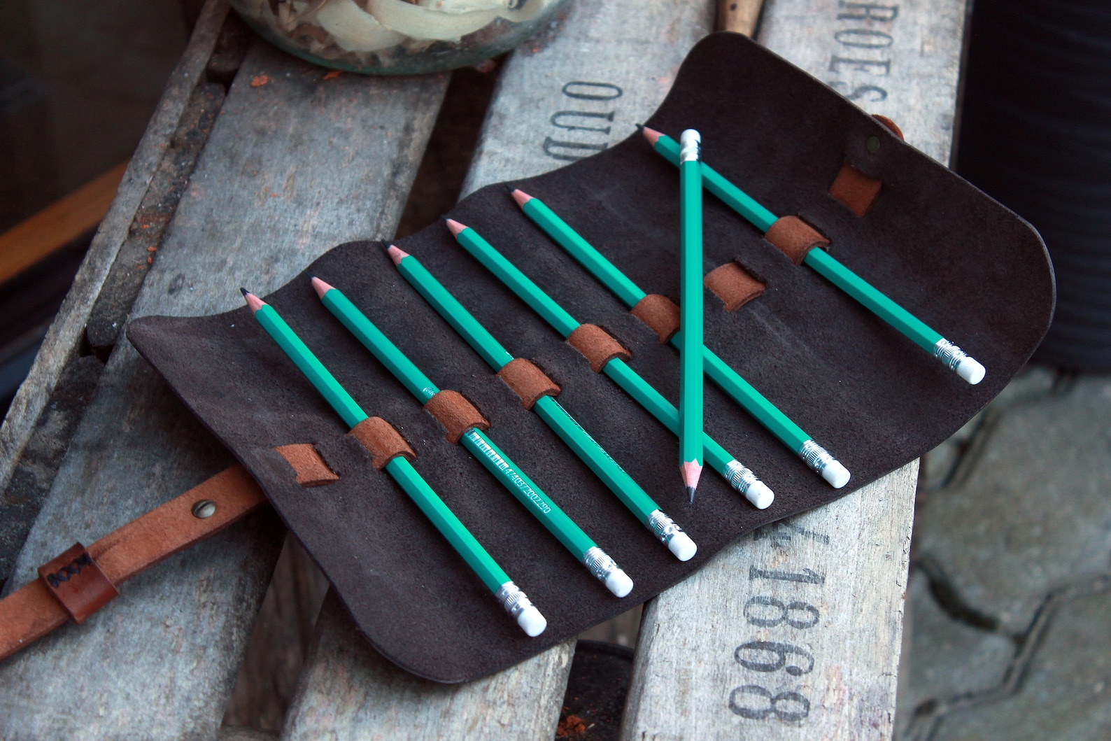 Leather Pencil Roll, Pencil Roll, Pen Case, Pencil Case, Pencil Wrap ...