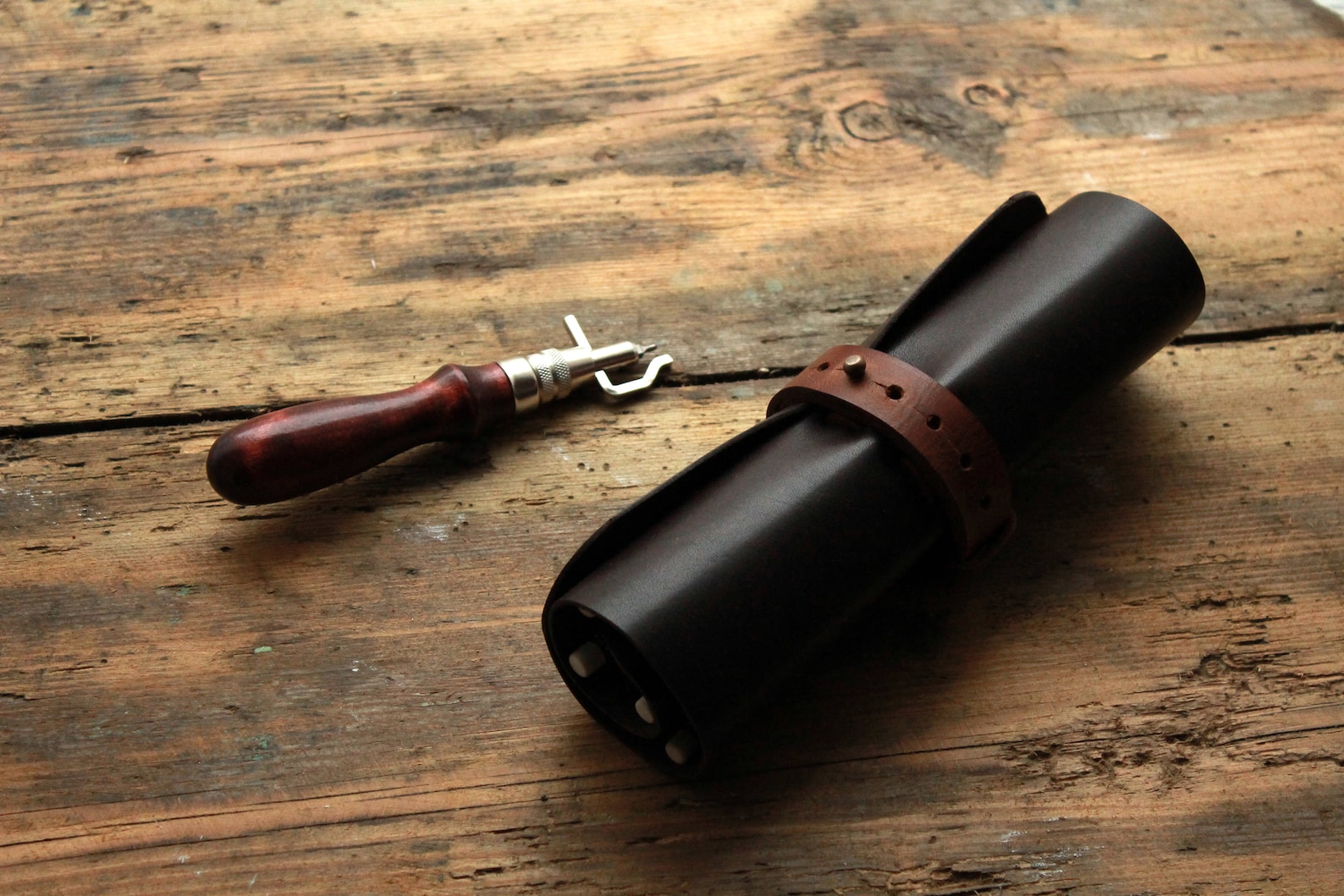 Leather Pencil Roll, Pencil Roll, Pen Case, Pencil Case, Pencil Wrap ...