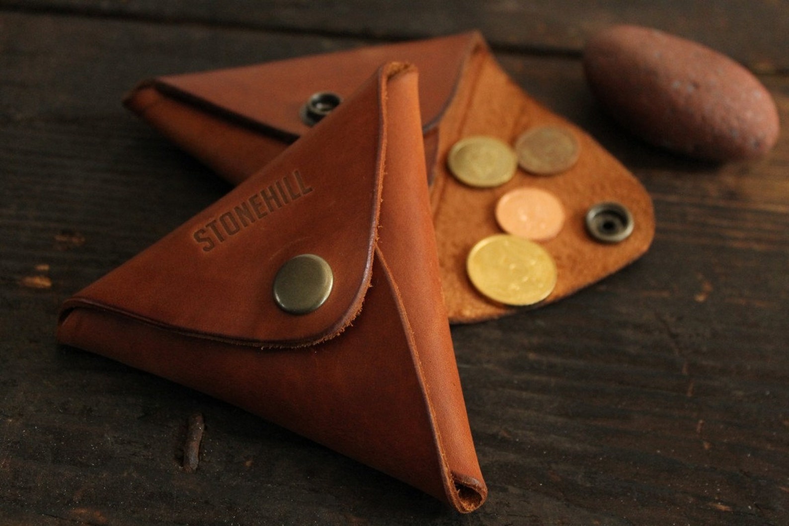 Leather Triangle Coin Purse Leather Coin Purse Leather Coin - Etsy