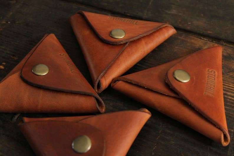 Leather Triangle Coin Purse Leather Coin Purse Leather Coin - Etsy