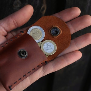 Leather Coin Pouch Leather Keychain Coin Holder Coin Organiser Leather ...