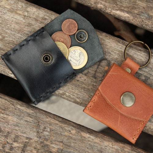 Leather Coin Pouch Leather Keychain Coin Holder Coin Organiser - Etsy