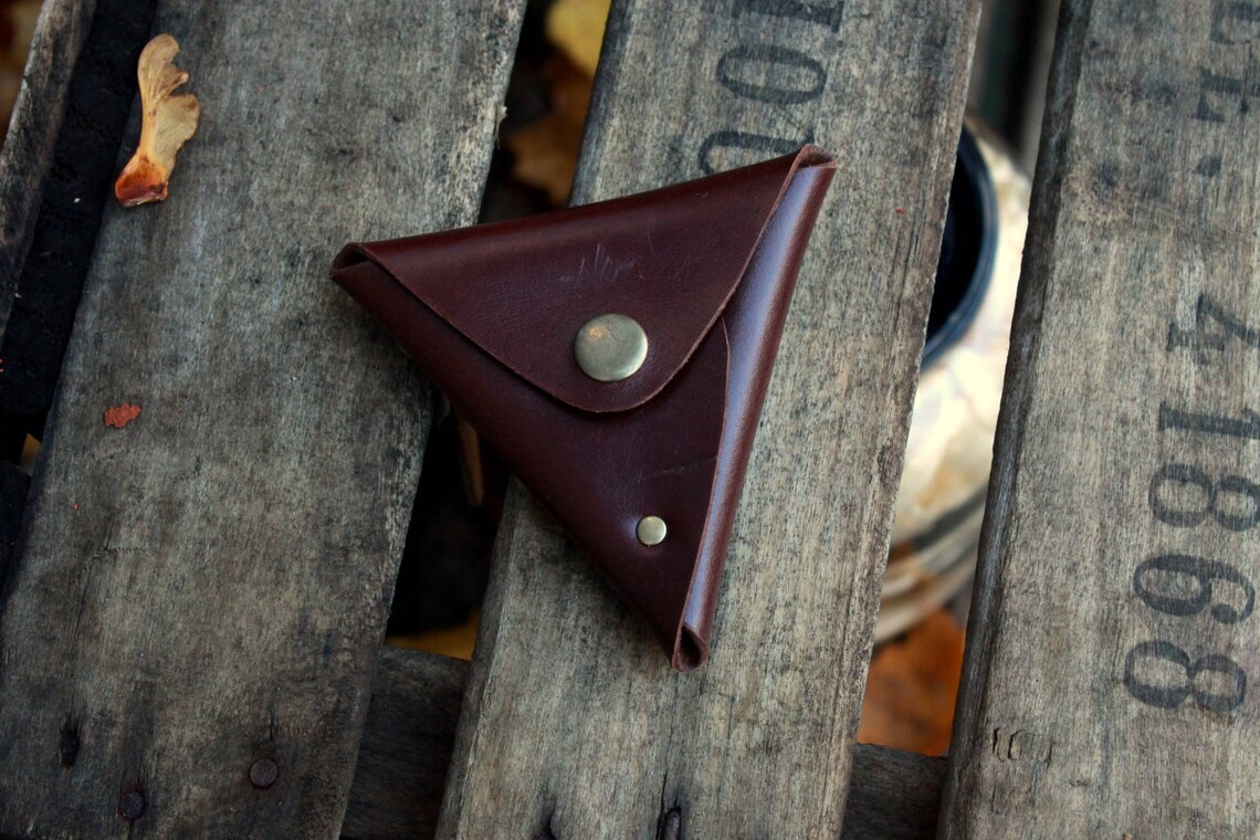Leather Triangle Coin purse Leather Coin Purse Leather Coin | Etsy