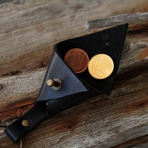 Leather Keychain, Leather Key Holder, Triangle Key Fob, Small Coin ...