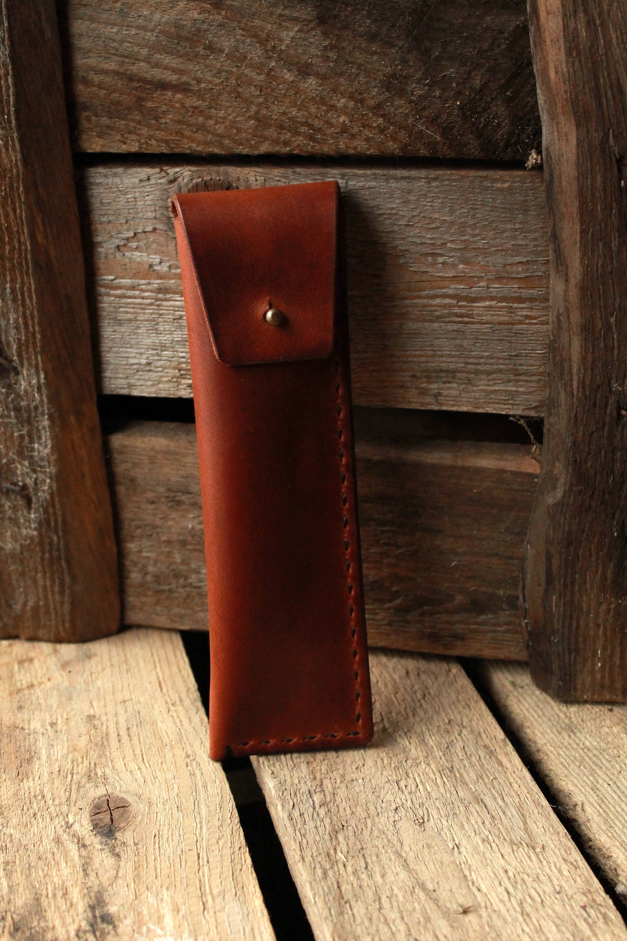 Leather pencil case Leather pen holder Pencil sleeve Pen | Etsy