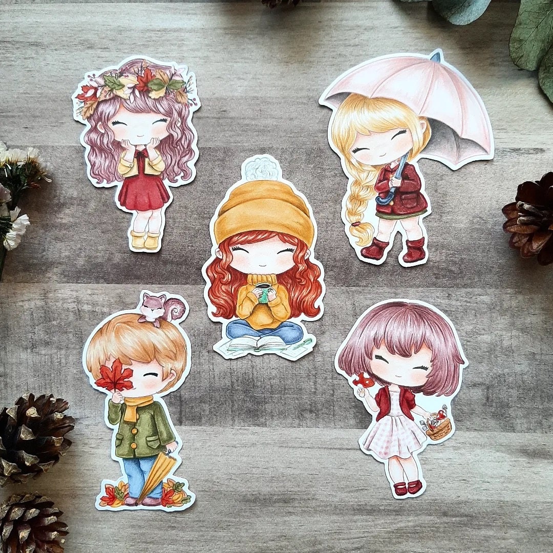 PNG Pack Chibi Autumn. Digital Stamp, Digi Stamp, Digistamp, Digital ...
