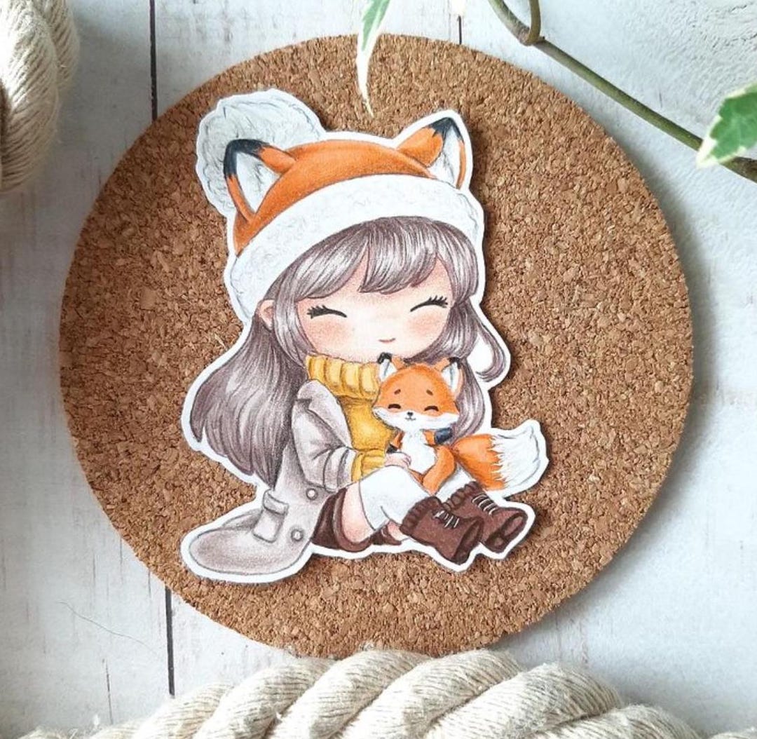 PNG Chibi With Little Fox. Digital Stamp Pack, Digi Stamp, Digistamp ...
